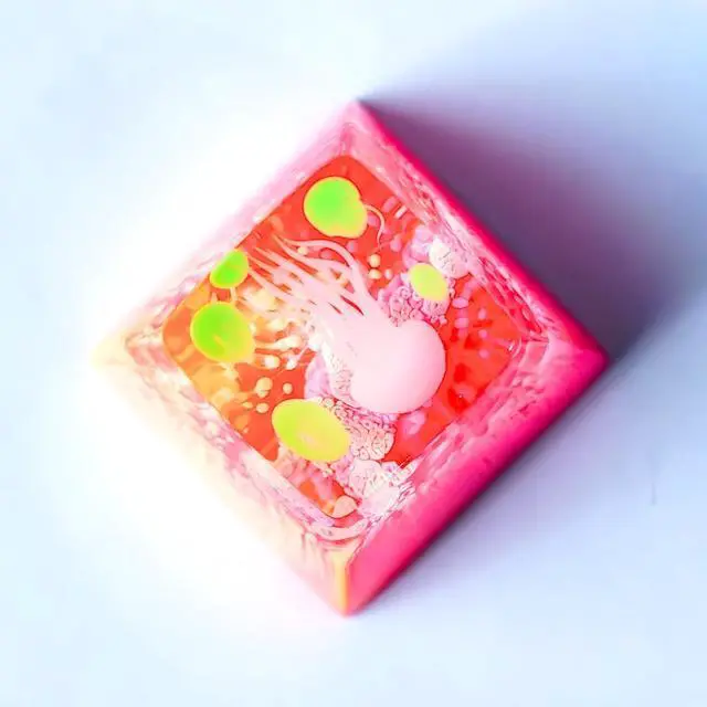Jellyfish Artisan Keycap Yellow Hot Pink Coral R1 SA Profile Custom Sea ...