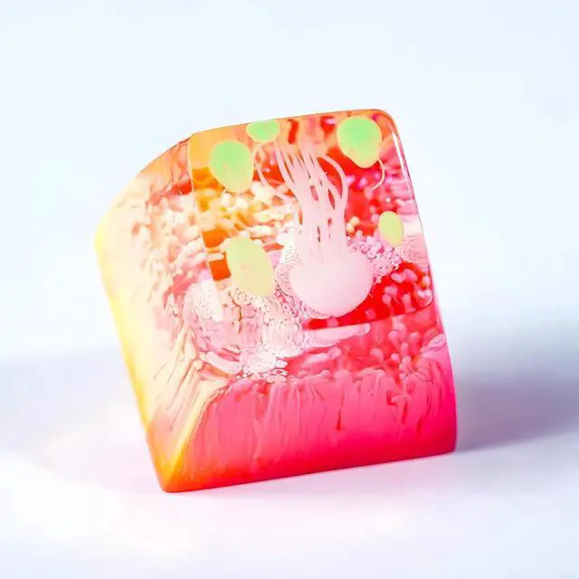 Jellyfish Artisan Keycap Yellow Hot Pink Coral R1 SA Profile Custom Sea ...