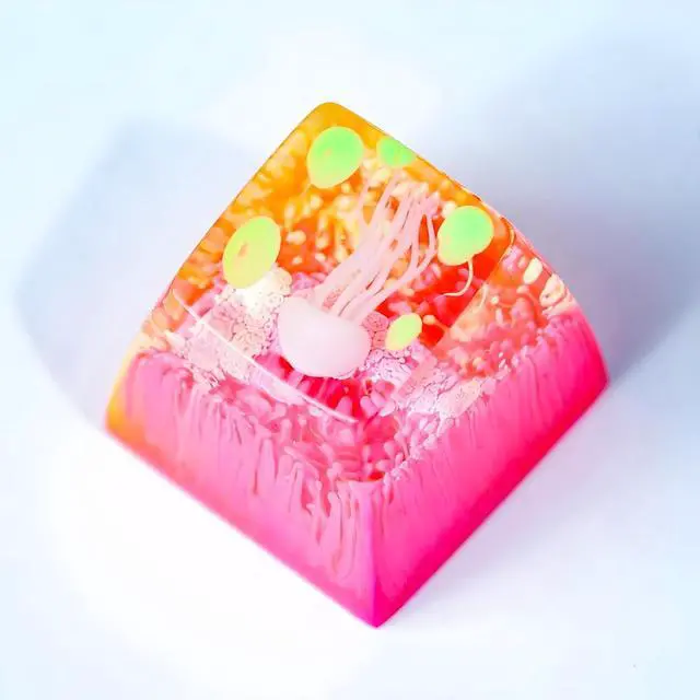 Jellyfish Artisan Keycap Yellow Hot Pink Coral R1 SA Profile Custom Sea ...