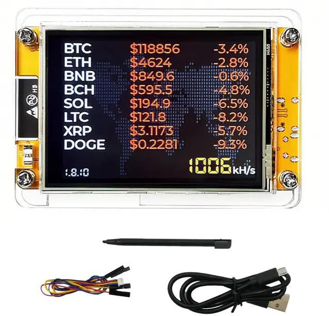 BeLuckyMan Bitcoins Miner 1000kh/s Hashrate 2.8" Smart Display USB Plug ...