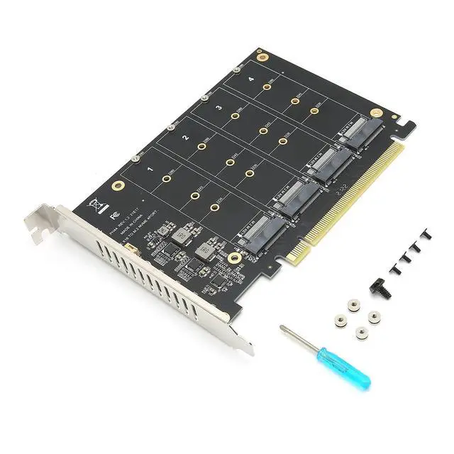 KIMISS 4 Port M.2 NVMe SSD to PCIe x16 Adapter Card, for High Speed ...