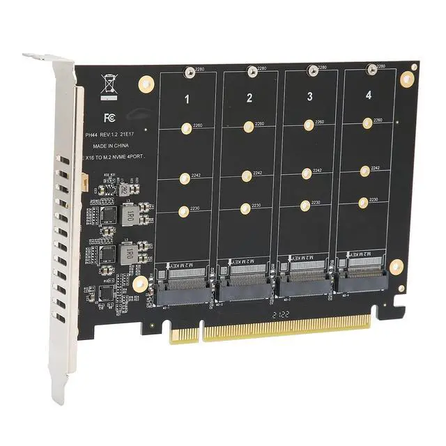 KIMISS 4 Port M.2 NVMe SSD to PCIe x16 Adapter Card, for High Speed ...