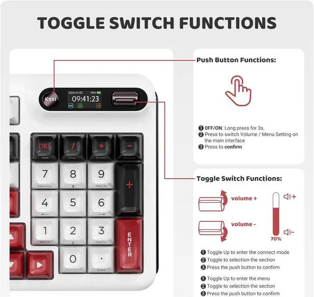 RK ROYAL KLUDGE Z98 USB Computer Keyboard - 94Keys Mechanical Keyboard ...