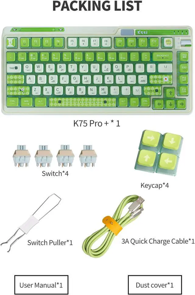 KZZI K75 Pro Gasket Structure Tri-mode Mechanical Keyboard 82 Keys 75% ...