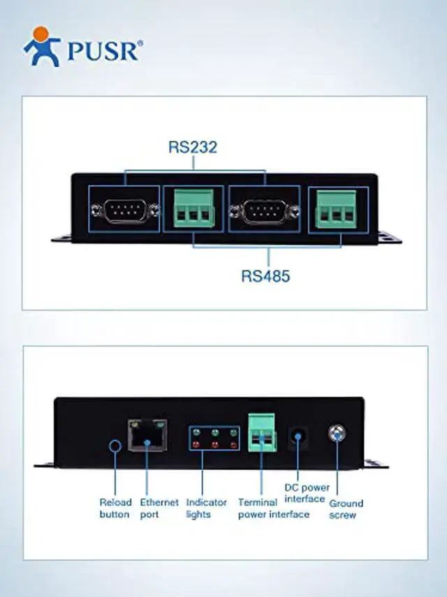 PUSR 2 Port Serial RS485 to Ethernet Converter Supports MQTT Modbus RTU ...