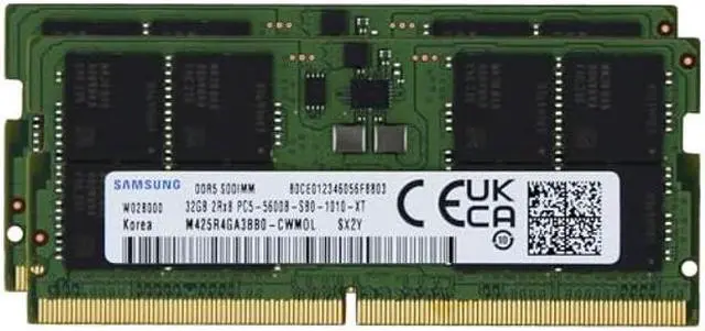 Samsung 64GB (2x32GB) DDR5 5600MHz PC5-44800 SODIMM 2Rx8 CL46 1.1v ...