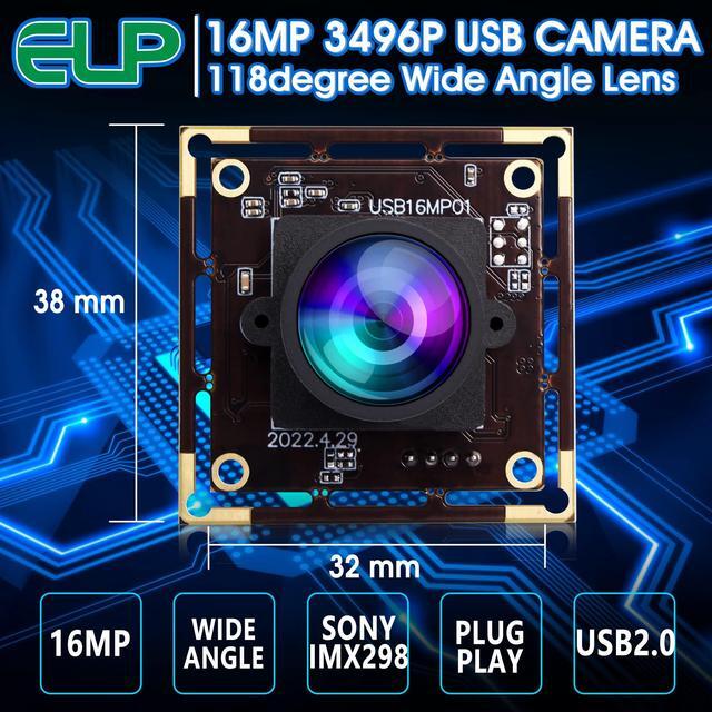 USB Camera ELP 16MP Wide Angle - 4K Webcam For PC, Raspberry Pi ...