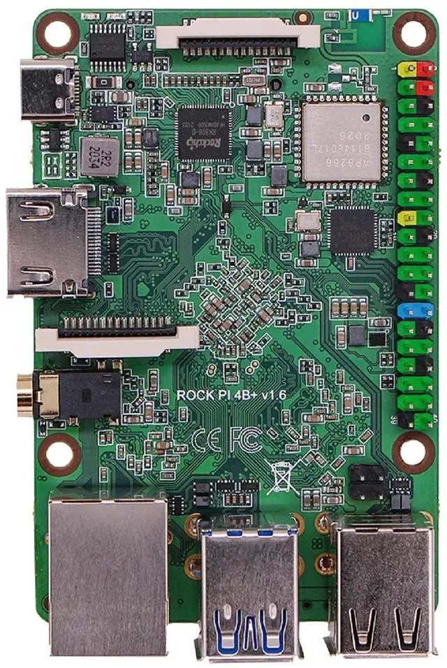 Rock Pi 4 Plus Rockchip RK3399(OP1) Single Board Computer LPDDR4 4GB with WiFi 5 and Bluetooth 5 ...