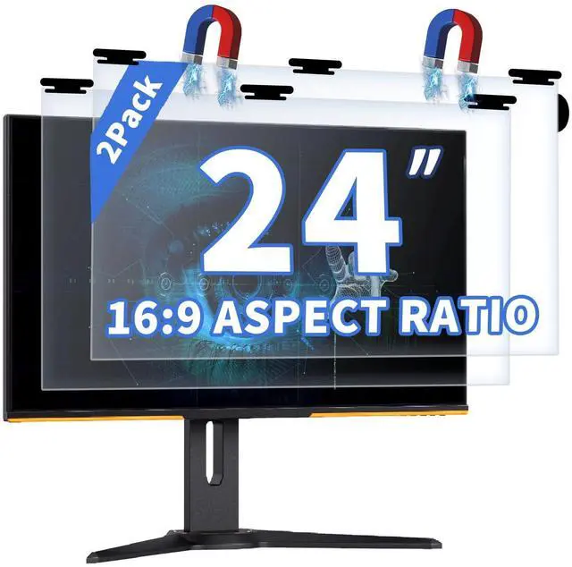 Halloive 2-Pack 24 Inch 16:9 Magnetic Hanging Computer Screen Protector ...