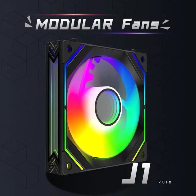 RUIX J1 120mm ARGB PWM Case Fan 3-Pack, Tool-Free Snap-On Connection ...