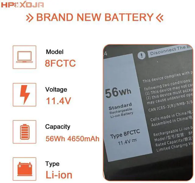 HPXXDJA 8FCTC Laptop Battery Replacement for Dell XPS 15 9500 Alienware ...