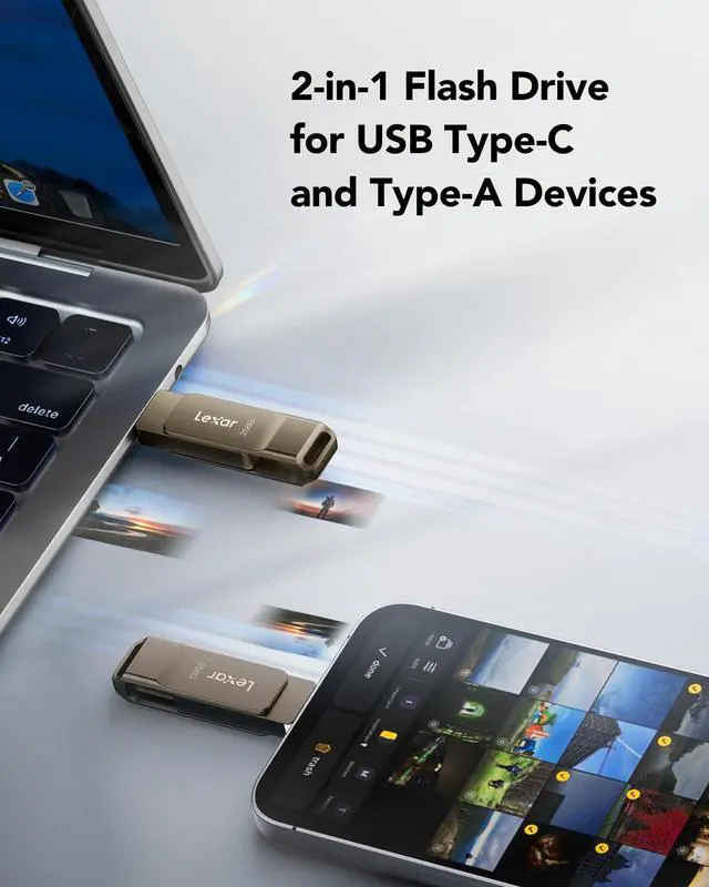 Lexar D40E 256GB Dual USB 3.2 Gen 1 Type-C Jump Drive, USB-C Flash ...