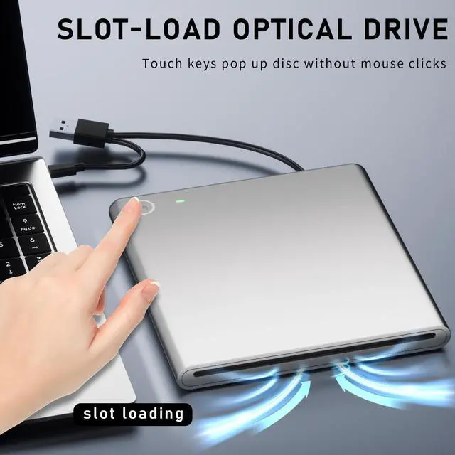 TYYWGD External DVD Drive for Mac & PC - Slot-in USB-C Super Drive CD ...