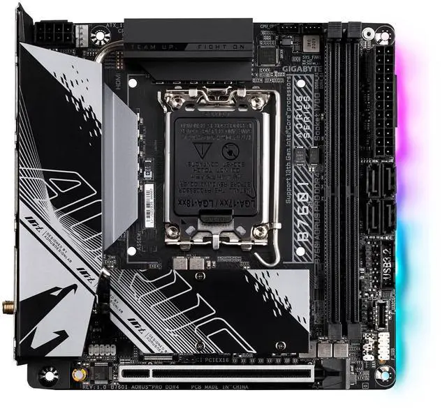 GIGABYTE B760I AORUS PRO DDR4 (LGA 1700/ Intel/ B760/ Mini-ITX/ DDR4/ Dual M.2/ PCIe 4.0/ USB 3. ...