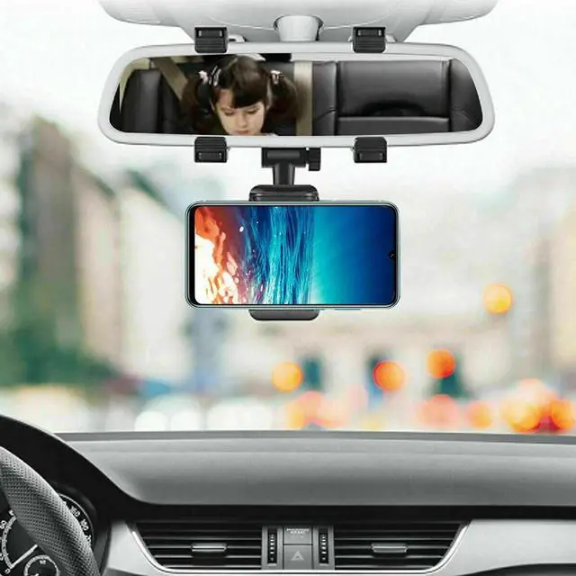 Universal 360 Rotation Car Rear View Mirror Mount Stand GPS Cell Phone ...