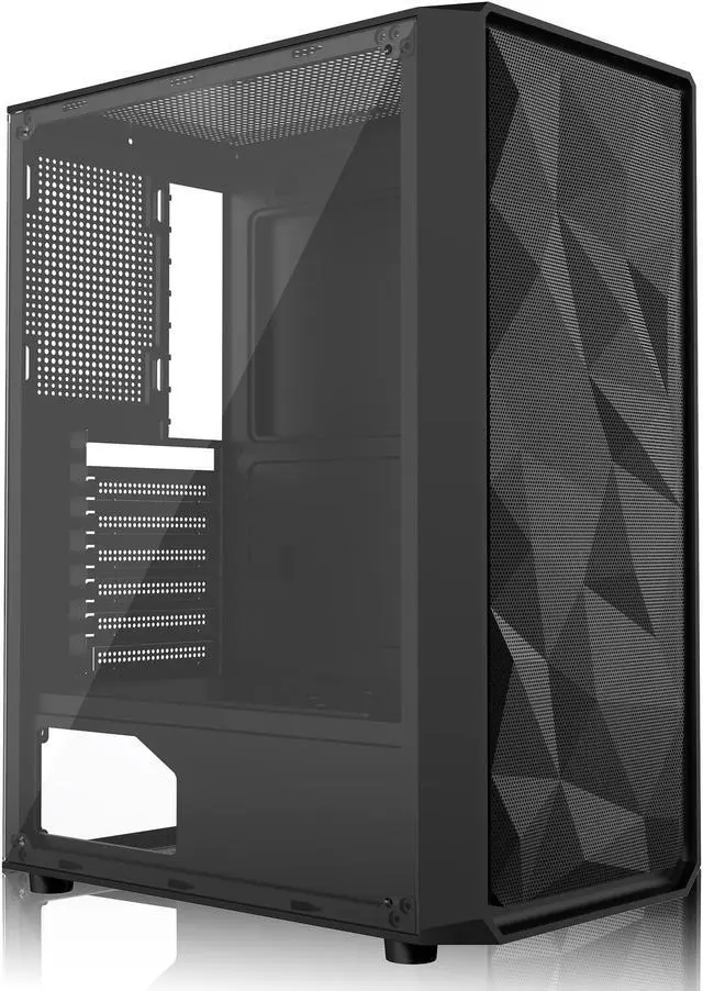 GPERHUAN Mesh Black Micro ATX Tinted Acrylic Mid Tower Computer Case ...