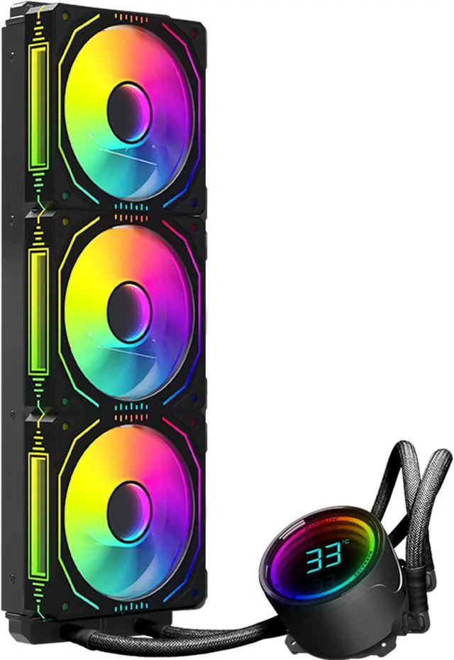 CPU Water Cooler AIO Cooler 240mm CPU Liquid Cooler Black 2x120mm PWM ...