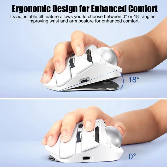 TRELC Wireless Trackball Mouse, Ergonomic Rollerball Mouse with 4800 ...