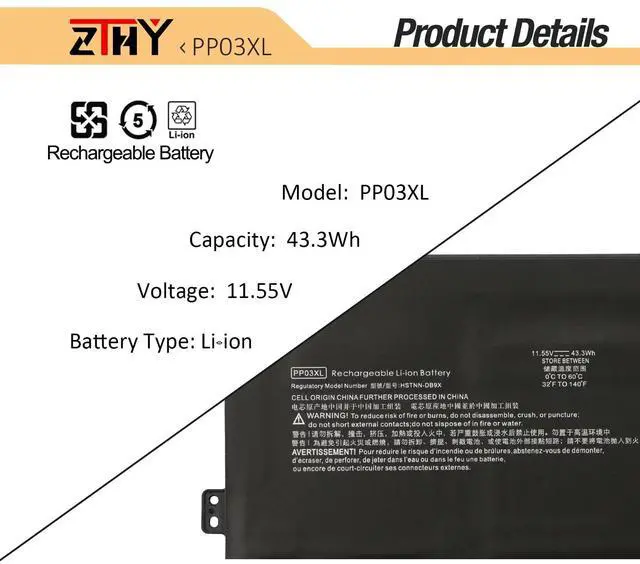 PP03XL PV03XL Battery Replacement for HP Pavilion 13-bb0000 13-bb1xxx ...