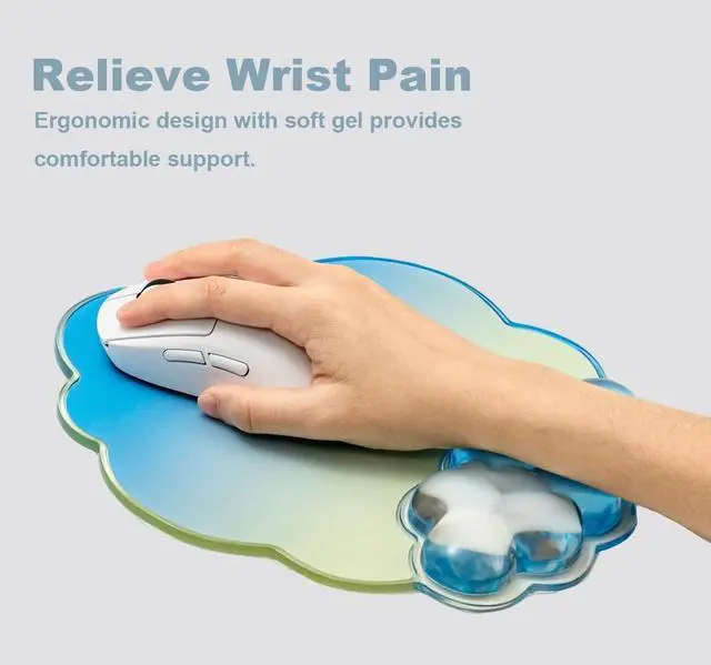Gradient Blue Mouse Pad with Gel Wrist Support - Ergonomic Cloud Mouse ...