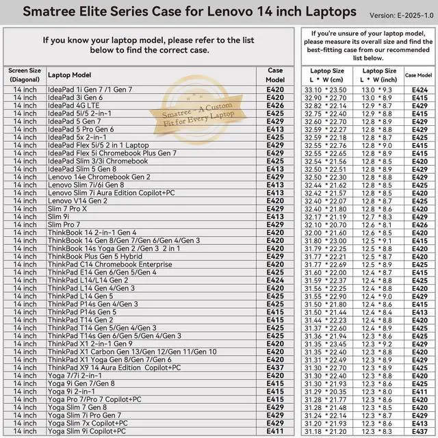 Smatree 14 inch Laptop Sleeve for Lenovo Yoga Slim 7i Pro Gen 7/Yoga 9i ...