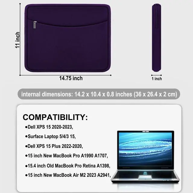 Laptop Case 14 inch, Shockproof Protective Laptop Cover Briefcase ...