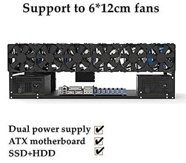 12 GPU Mining Rig Frame, Steel Open Air Miner Rig Case Support for Dual ...