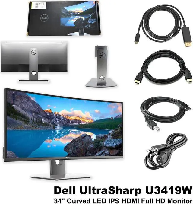 Refurbished: Dell UltraSharp U3419W 34" 21:9 Curved IPS Monitor 3440 x ...