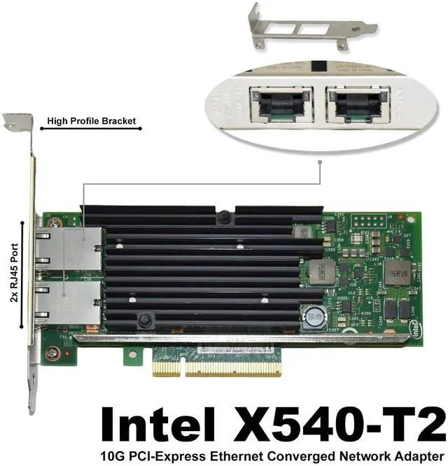 Dual-port RJ45 PCI-E X8 10Gb Ethernet Converged Network Adapter X540-T2 ...