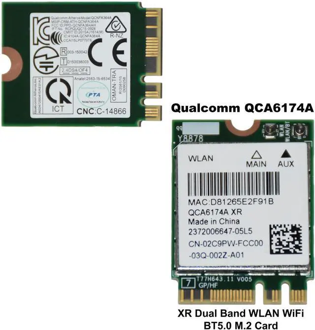 Dell Precision 5530 Qualcomm QCA6174A XR Dual Band WLAN Wifi BT5.0 M.2 ...