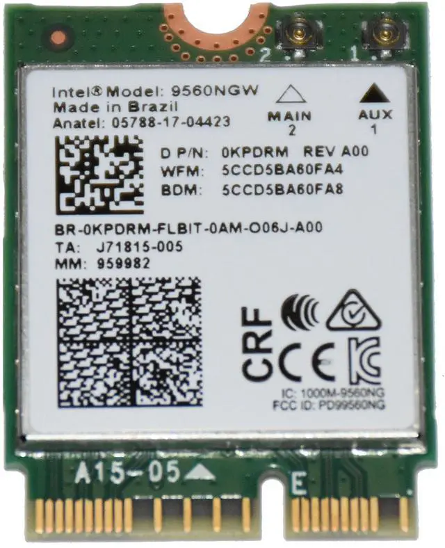 Dell Intel 9560NGW Wireless-AC 9560 WiFi Bluetooth 5.1 PCIe WLAN Card ...