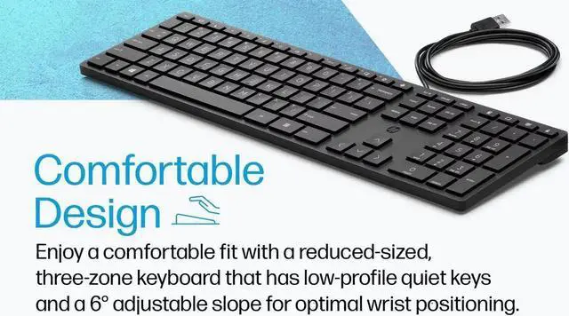 HP Smart 320K Slim Wired Keyboard 108 Keys QWERTY L96909-001 L95712-001 ...