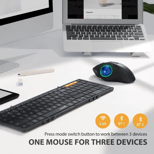 RGB Wireless Trackball Mouse, ProtoArc 2.4G Bluetooth Ergonomic ...