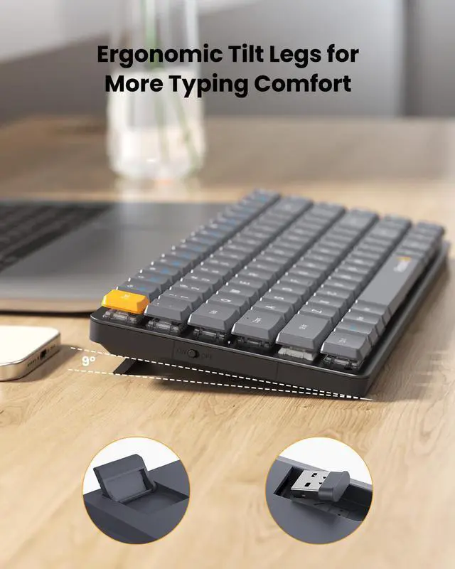ProtoArc MECH K201 Compact Wireless Mechanical Keyboard, 2.4GHz Small ...