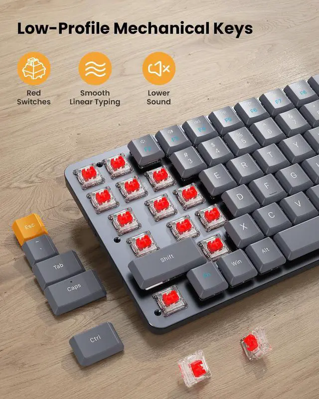 ProtoArc MECH K201 Compact Wireless Mechanical Keyboard, 2.4GHz Small ...
