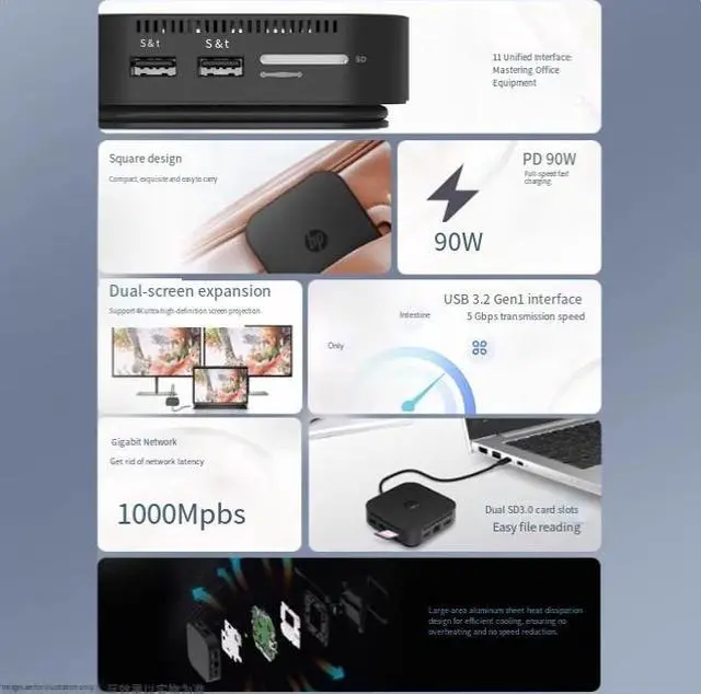 HP type - Expansion Dock 1104K Expansion Hub Network Card HDM!VGA Multi ...