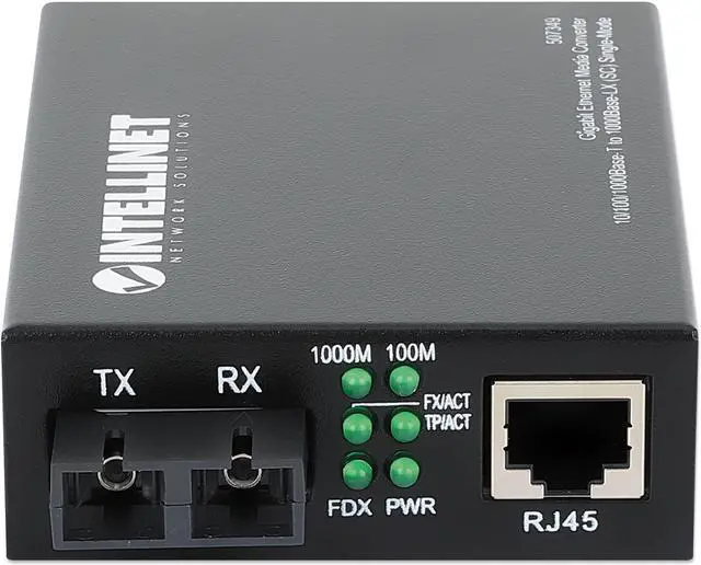 Intellinet Gigabit Ethernet Single-Mode Media Converter, 10/100 ...