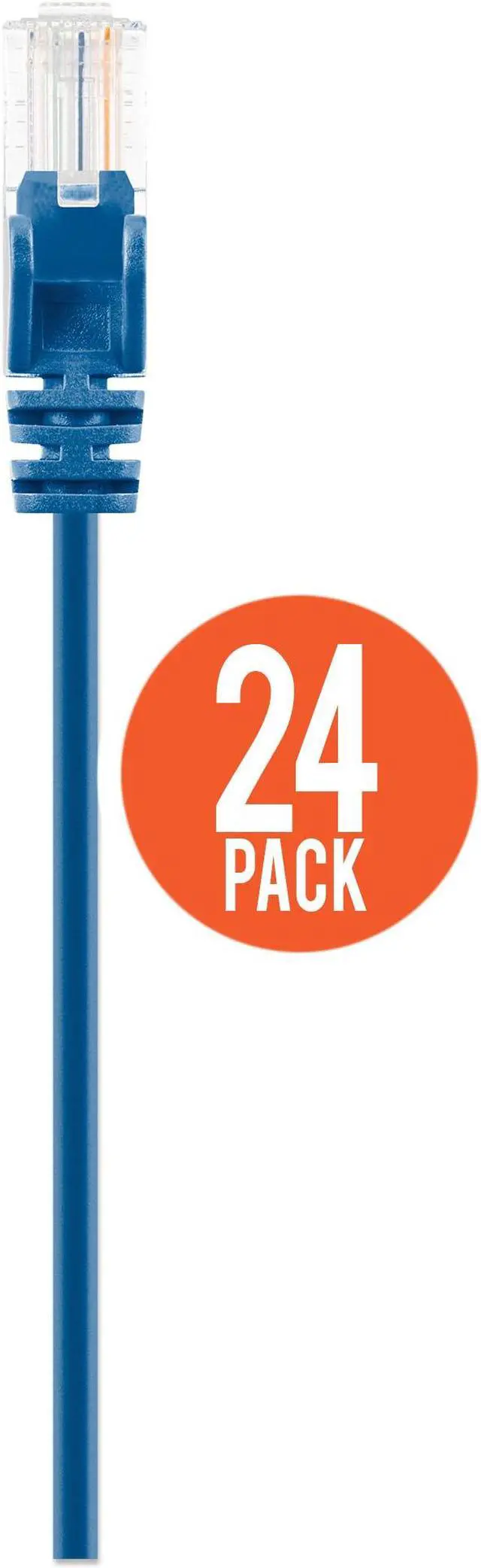 Intellinet Cat6 U/UTP Slim Network Patch Cable, 0.5 ft., Blue, 24-Pack, 10G, 250 MHz, 100% ...