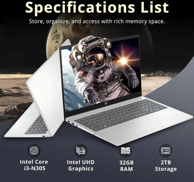 HP 15.6" FHD Business Laptop, Intel Core i3 N305, 32GB DDR4, 2TB ...