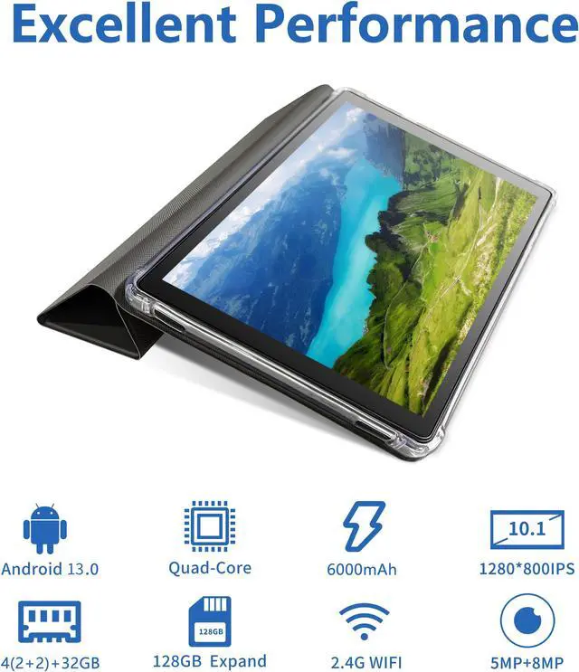 Tibuta A20 Tablet 10 Inch, 4(2+2)RAM+32ROM&128GB Expand, Android 13 ...