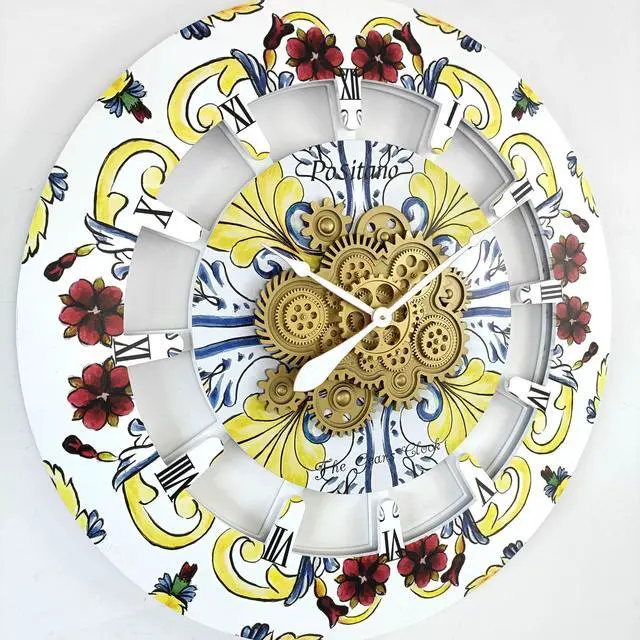 The Gears Clock 36 inches Round Italy Collection Wall Clock with Moving ...