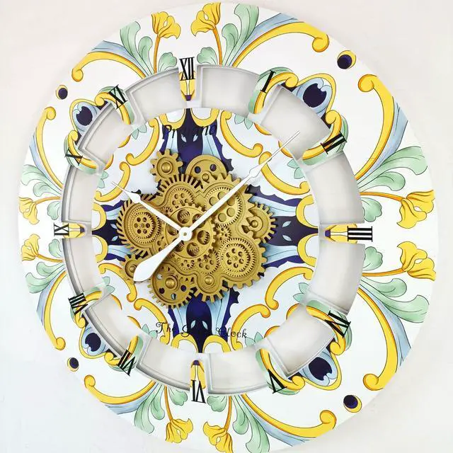 The Gears Clock 36 inches Round Italy Collection Wall Clock with Moving ...
