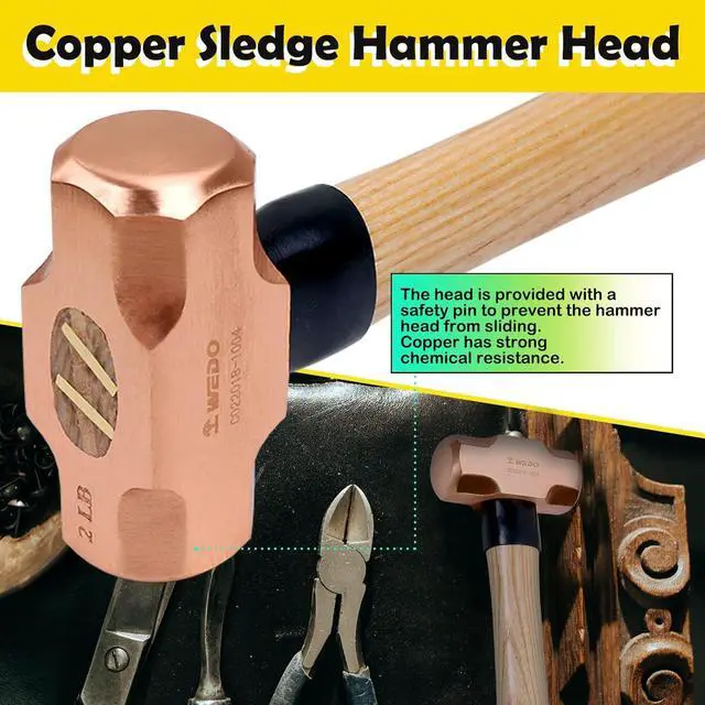 WEDO Copper Sledge Hammer with Wooden Handle,Long Straight Handle ...