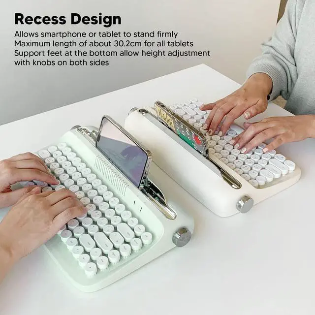 Dpofirs Retro Typewriter Keyboard, 86 Keys Vintage Bluetooth Keyboard ...