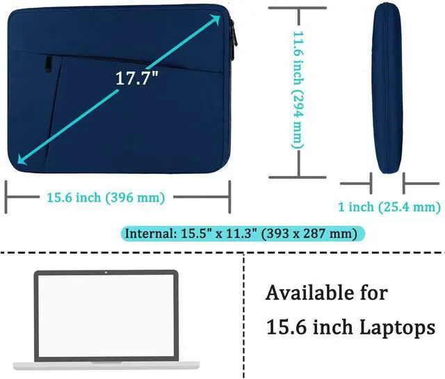 Laptop Sleeve Case 15.6 inch, Durable Shockproof Protective Computer ...