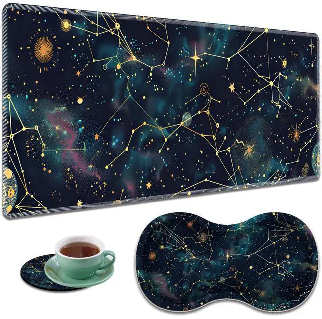 Large Gaming Mouse Pad + Mouse Wrist Rest Pad + Coaster Combination, 31 ...