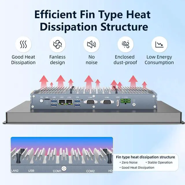NORQIN 12.1 inches Industrial Embedded Panel PC,10 Point Capacitive ...