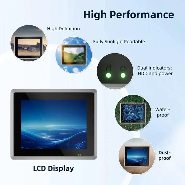 NORQIN 12.1 inches Industrial Embedded Panel PC,10 Point Capacitive ...