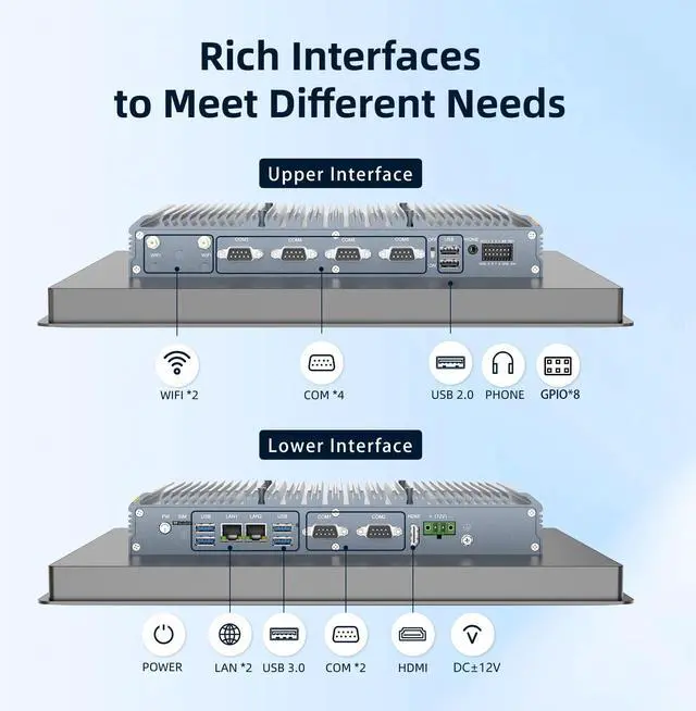 NORQIN 12.1 inches Industrial Embedded Panel PC,10 Point Capacitive ...