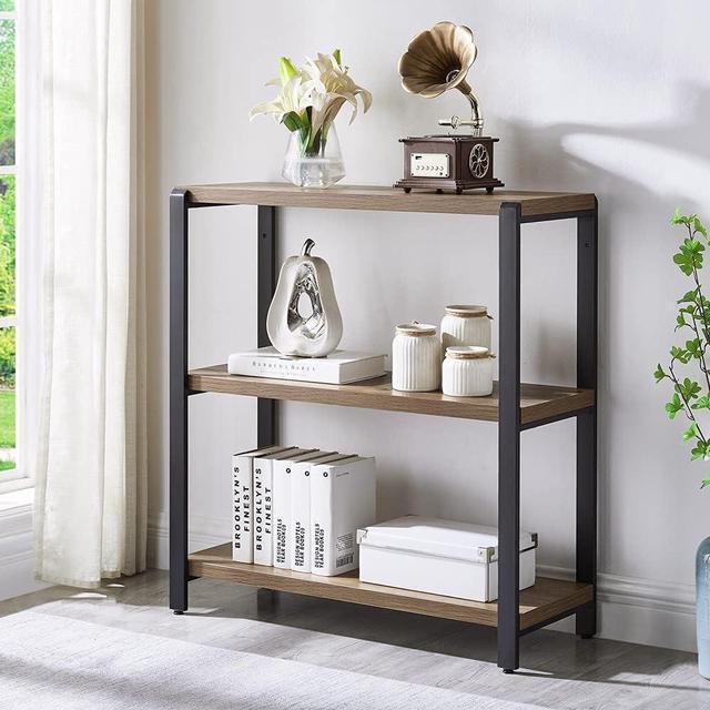 FOLUBAN 3 Tier Bookshelf Industrial Bookcase and Book Shelves for Bedroom Rustic Wood and Metal Shelving Unit for office Oak Newegg